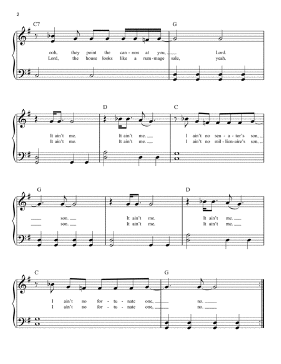 Fortunate Son by Creedence Clearwater Revival - Easy Piano - Digital ...