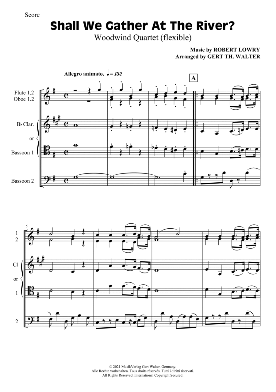 Shall We Gather At The River by Robert Lowry - Woodwind Quartet ...