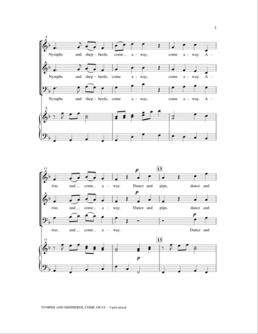 Nymphs And Shepherds, Come Away by Henry Purcell - 3-Part - Digital ...