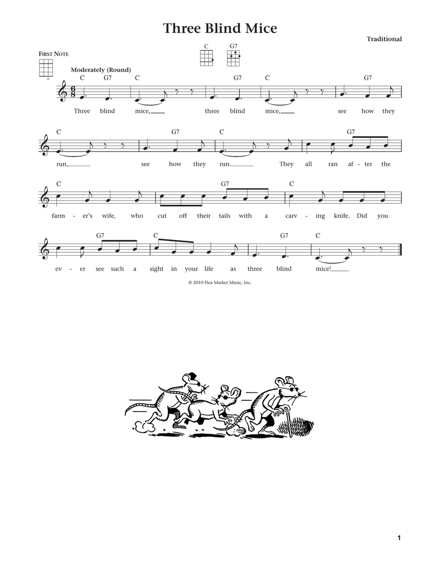 Three Blind Mice From The Daily Ukulele Arr Liz And Jim Beloff By