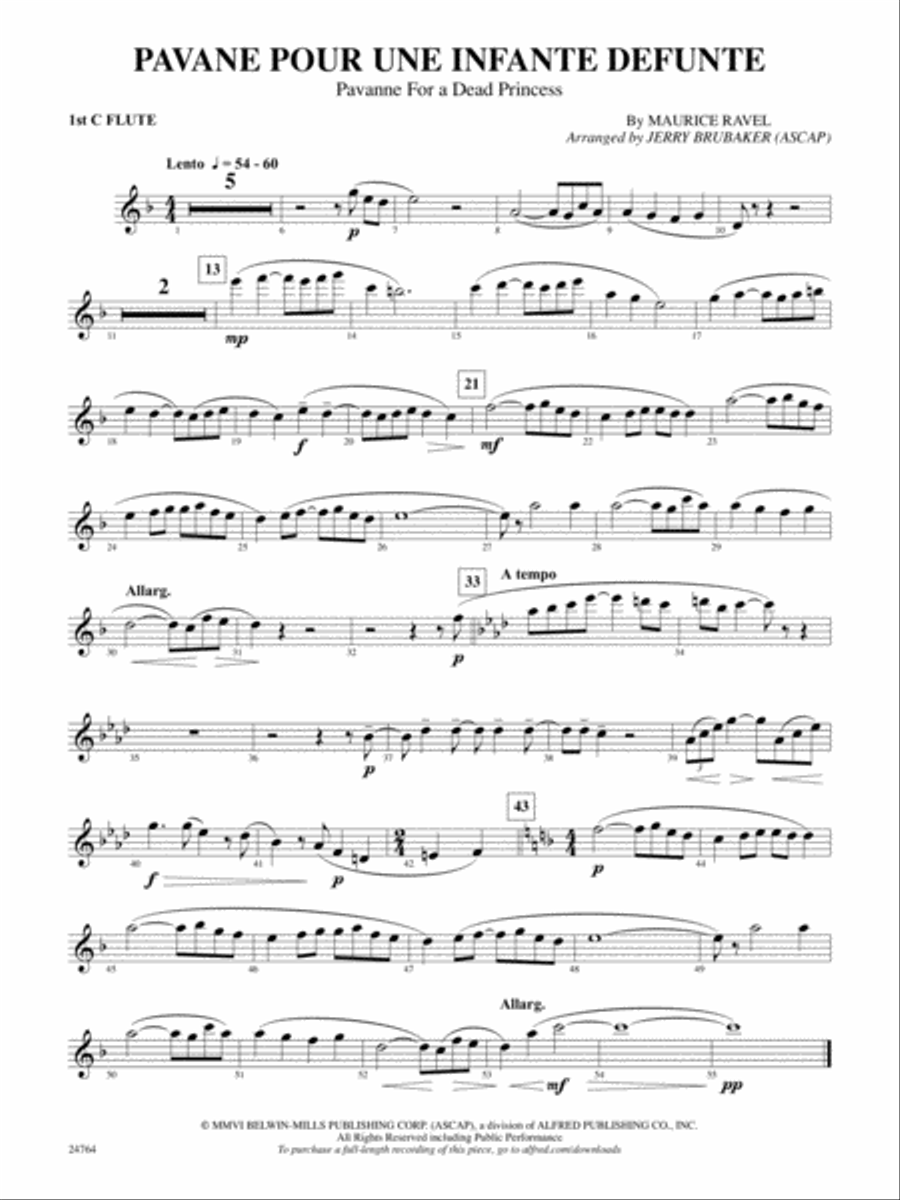 Pavane Pour Une Infante Defunte (Pavanne for a Dead Princess): Flute by ...