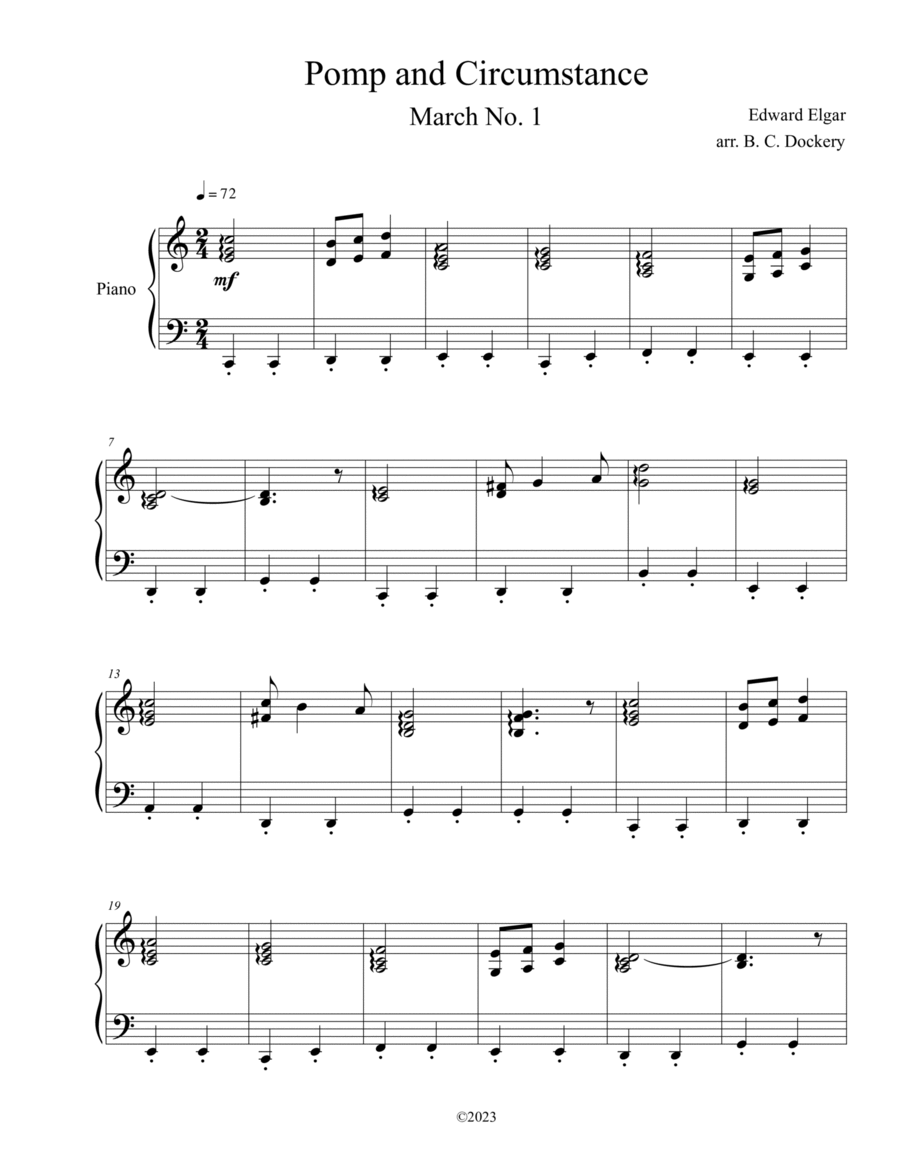 Pomp and Circumstance (Piano Solo) by Edward Elgar - Piano Solo ...