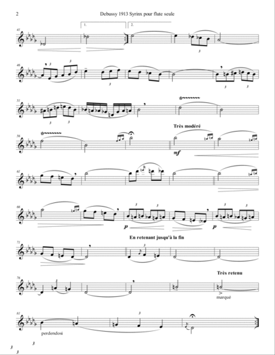 Debussy Syrinx Flute or Alto Flute Solo - Flute Solo - Digital Sheet ...