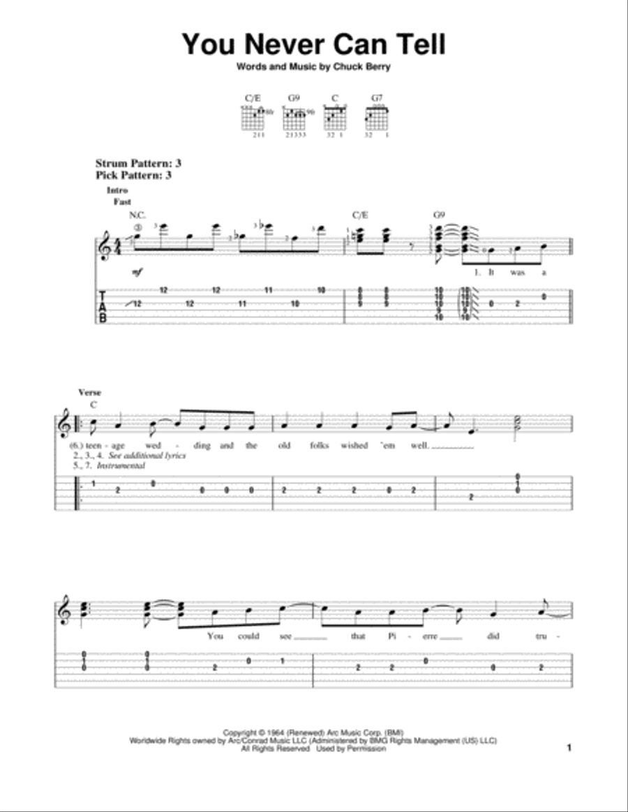 You Never Can Tell By Chuck Berry Electric Guitar Digital Sheet