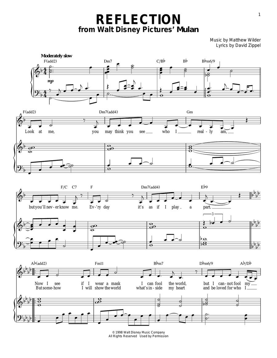 Reflection (Pop Version) (from Mulan) by Christina Aguilera - Piano ...