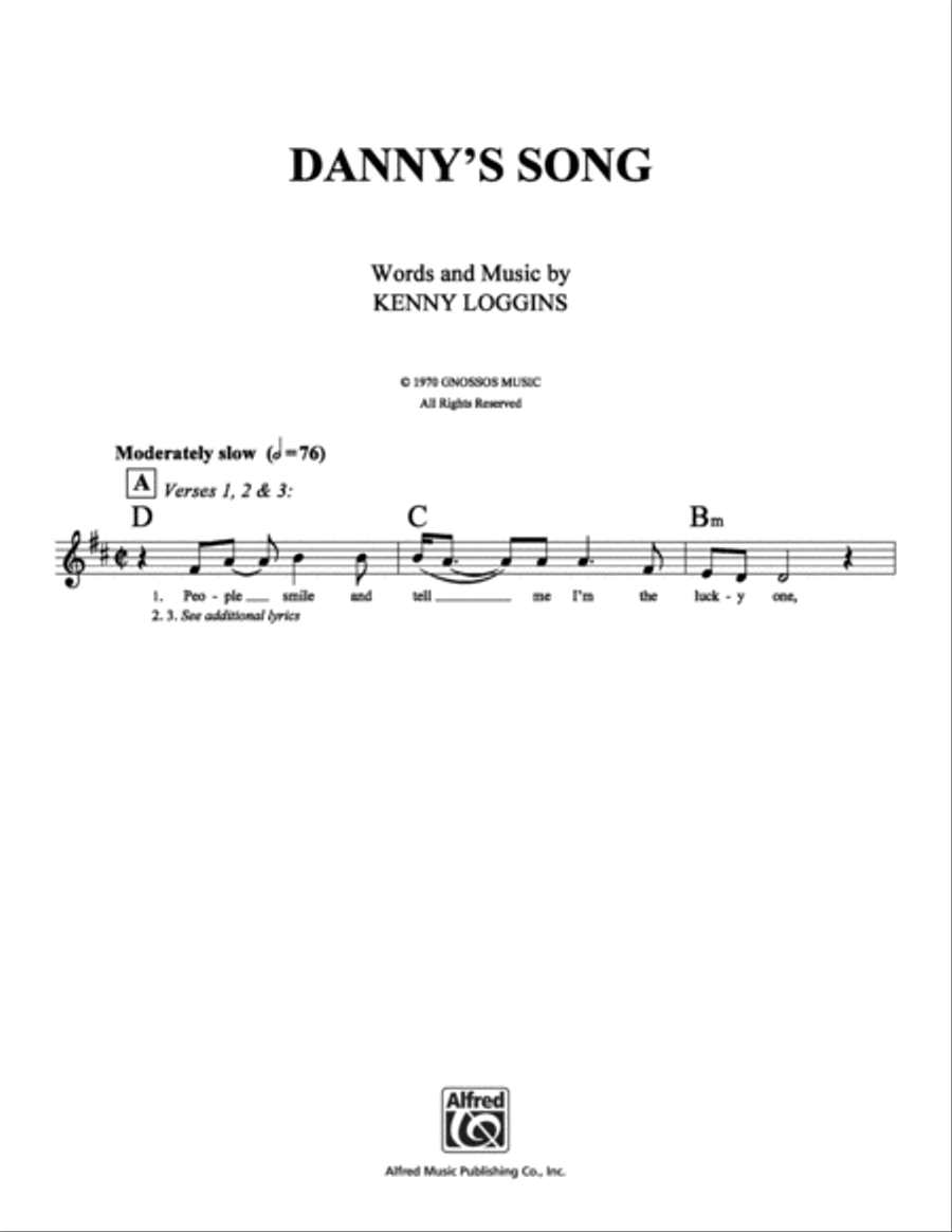 Danny's Song by Kenny Loggins - School and Community - Digital Sheet ...