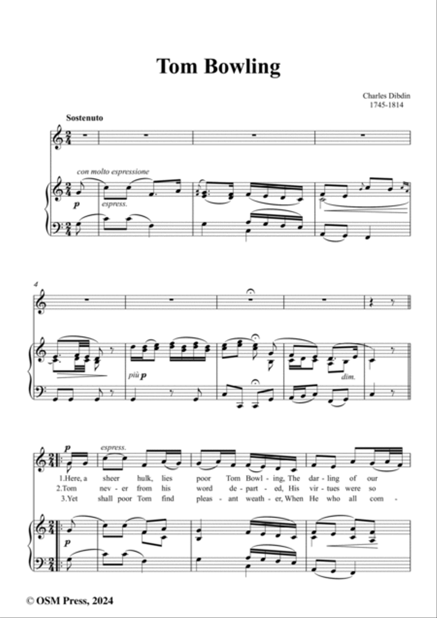 C. Dibdin-Tom Bowling,in C Major by Charles Dibdin - Voice - Digital ...