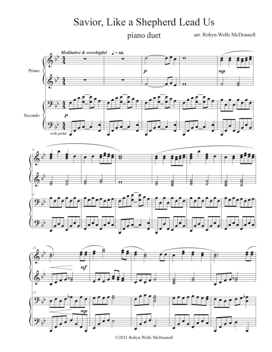 Savior, Like a Shepherd Lead Us - 1 Piano, 4-Hands - Digital Sheet ...