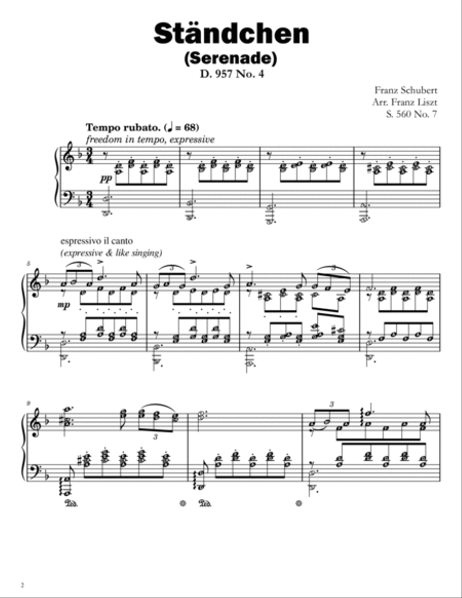 SERENADE - SCHUBERT (LISZT) by Franz Schubert - Piano Solo - Digital ... SERENADE - SCHUBERT (LISZT) by Franz Schubert - Piano Solo - Digital ...