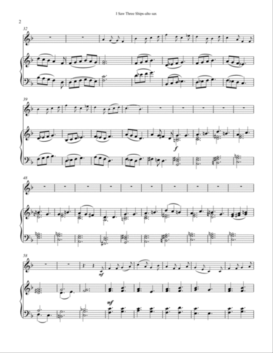 I Saw Three Ships theme and variations for Alto Saxophone by Unknown ...