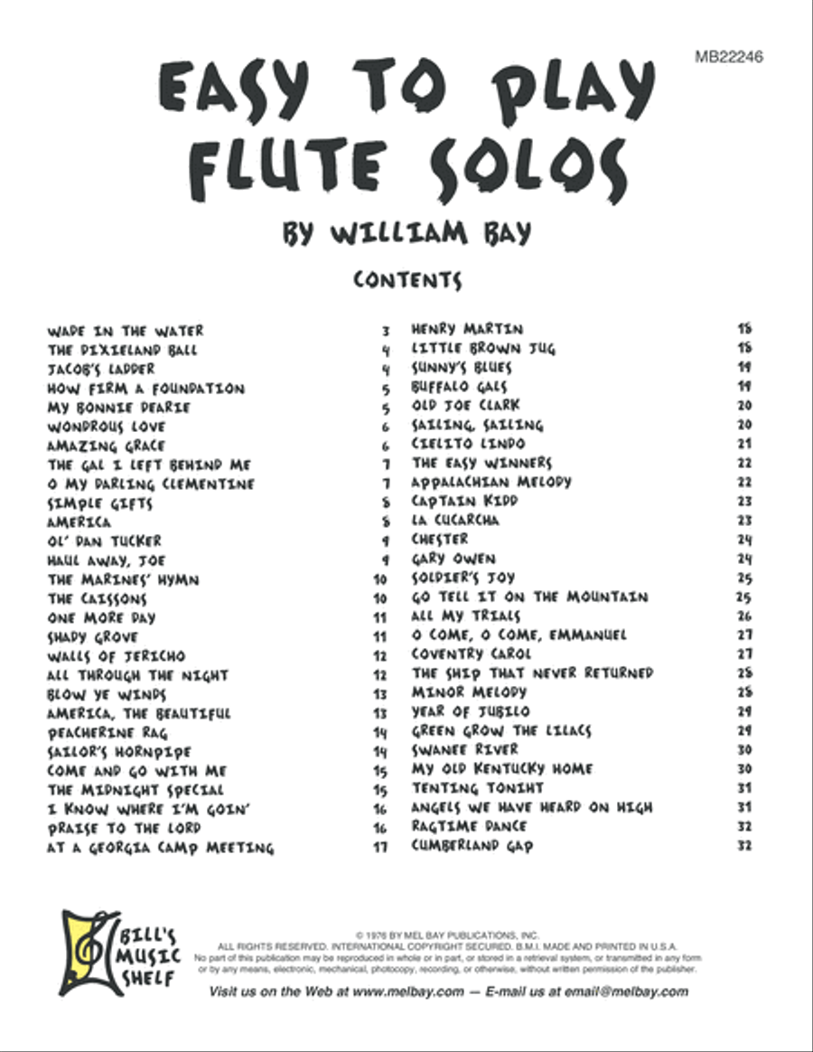 Easy to Play Flute Solos by William Bay - Flute Solo - Digital Sheet ...