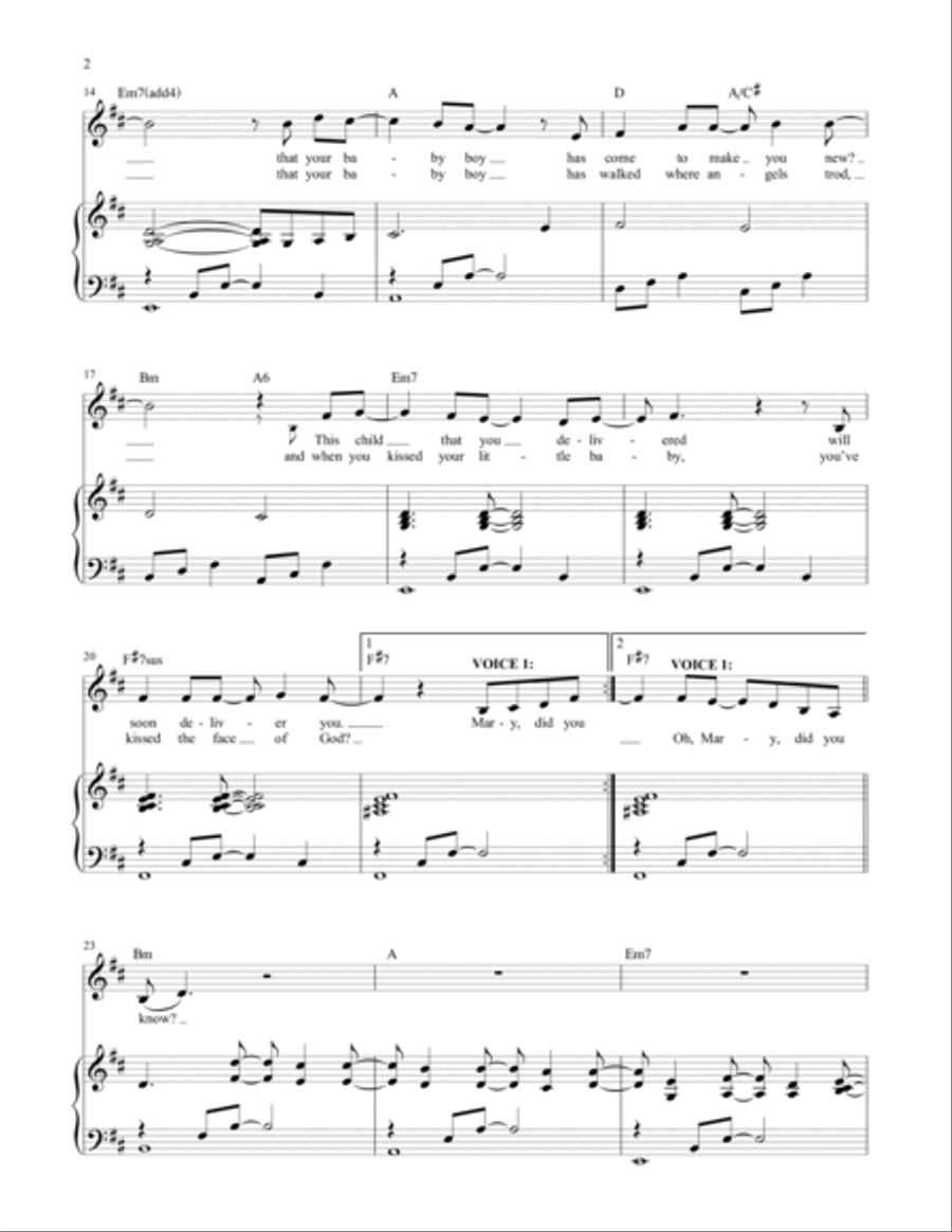Mary Did You Know By Kathy Mattea Vocal Duet Digital Sheet Music