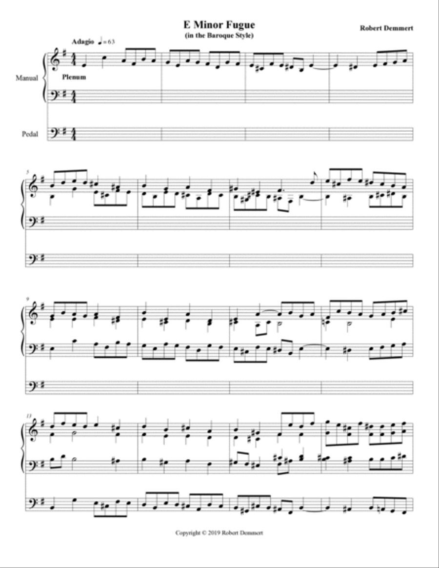 Fugue in E minor (in the Baroque style) for organ - Organ Solo ...