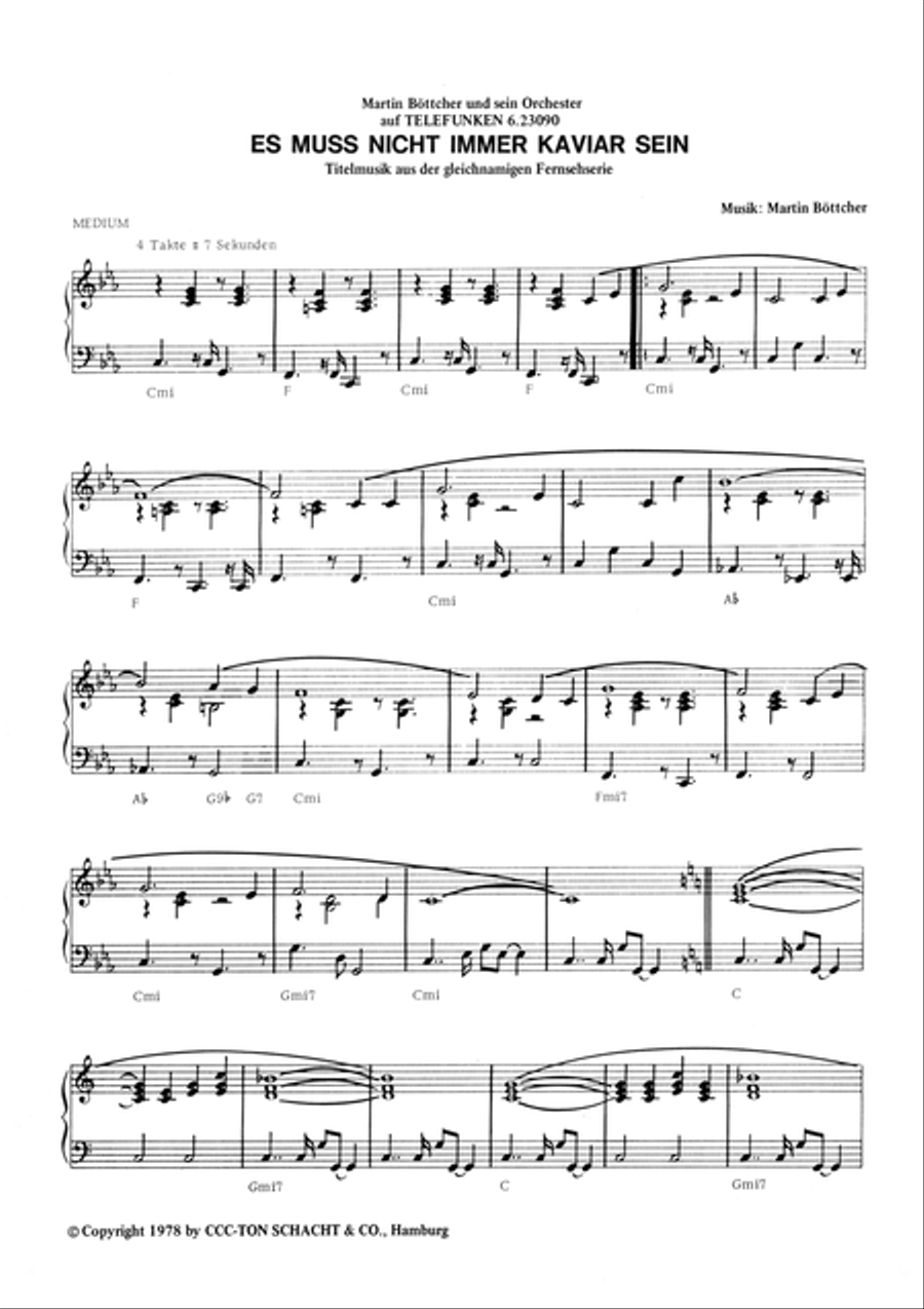 Es Muss Nicht Immer Kaviar Sein - Piano Solo - Digital Sheet Music ...