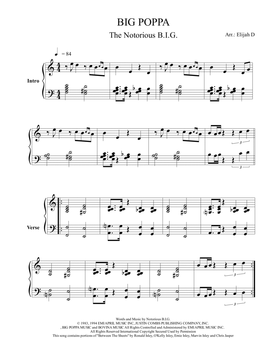 Big Poppa - Piano Solo - Digital Sheet Music | Sheet Music Plus