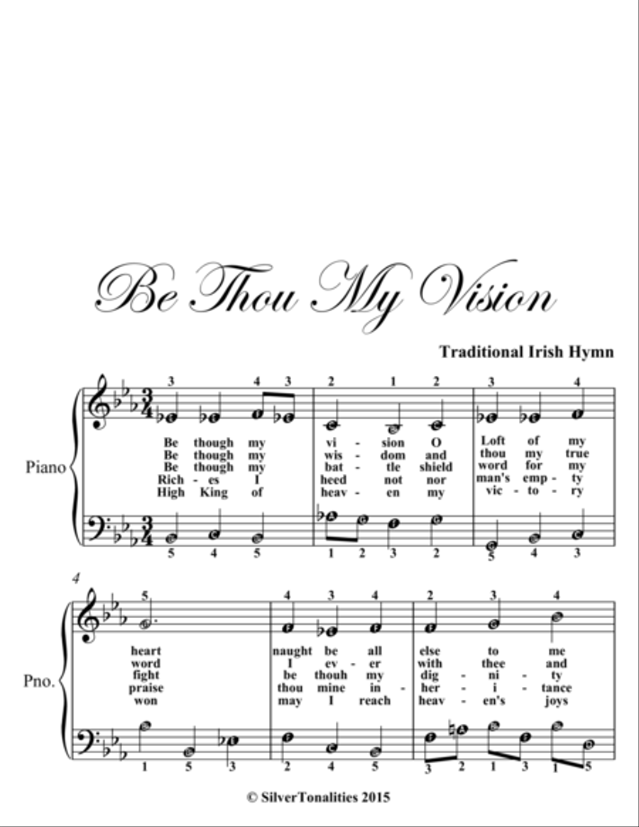 Be Thou My Vision Easy Piano Sheet Music by Traditional Hymn - Easy ...