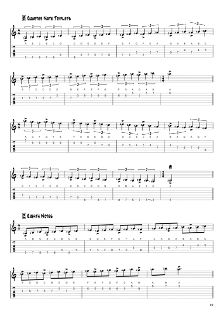 The A Natural Minor Scale in 3-Note Units (2 Steps Forward, One Step ...