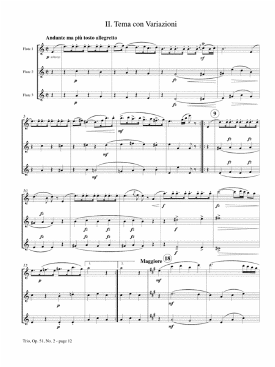 Trio No. 2, Op. 51 for Three Flutes by Benoit Tranquille Berbiguier ...