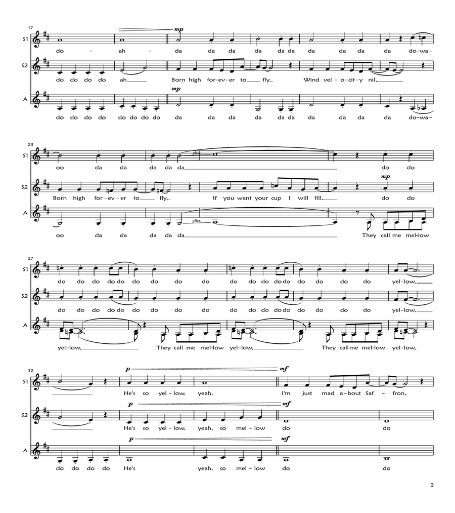 Mellow Yellow by Donovan - SSA - Digital Sheet Music | Sheet Music Plus