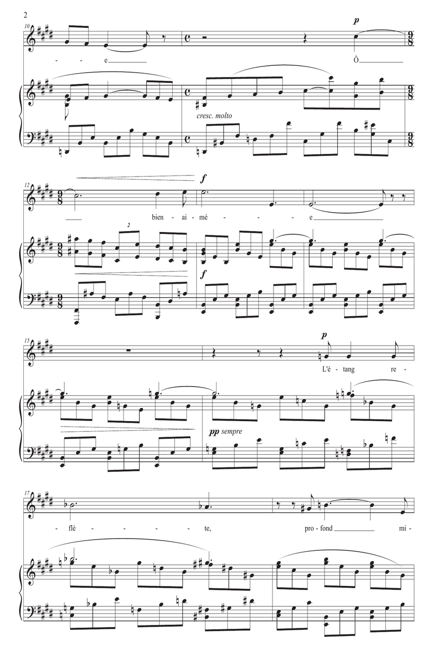 FaurÉ La Lune Blanche Luit Dans Les Bois Op 61 No 3 Transposed To