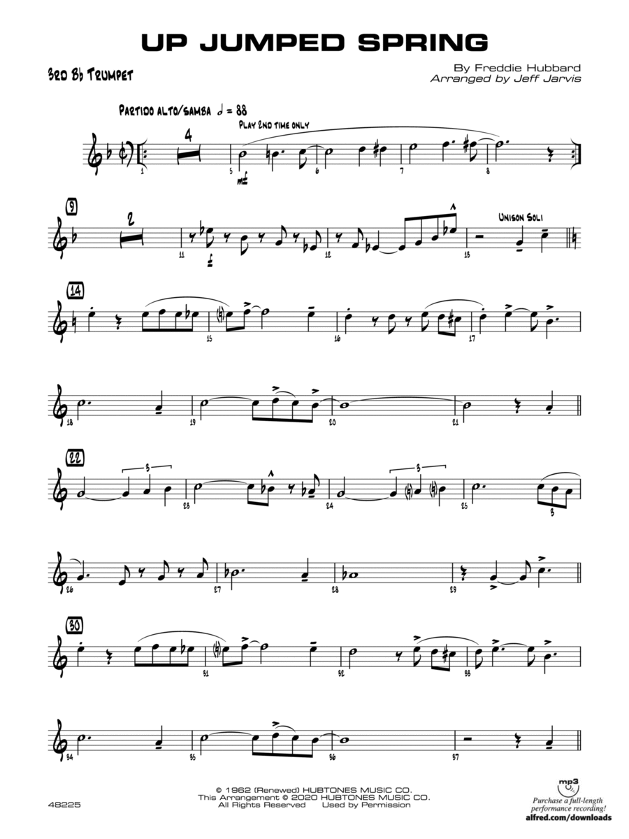 Up Jumped Spring: 3rd B-flat Trumpet by Freddie Hubbard - Jazz Ensemble - Digital Sheet Music ...