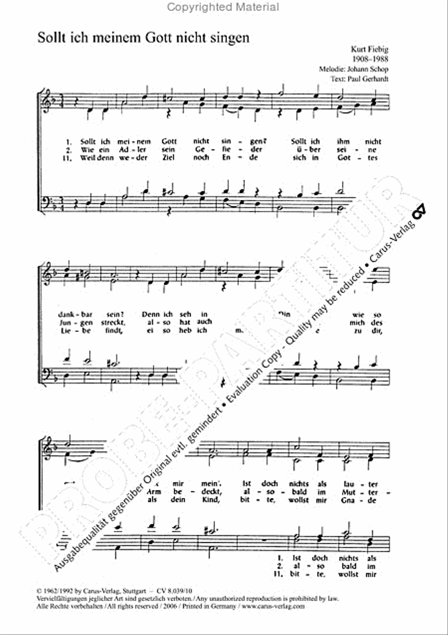 Sollt ich meinem Gott nicht singen (Fiebig/Woehl) by Kurt Fiebig ...