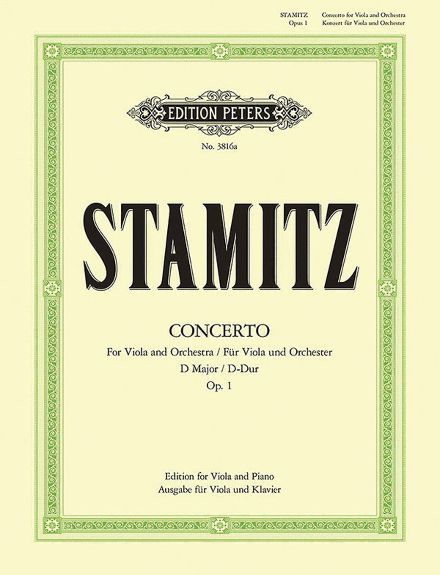 Viola Concerto in D Op. 1 (Edition for Viola and Piano) by Carl Stamitz ...