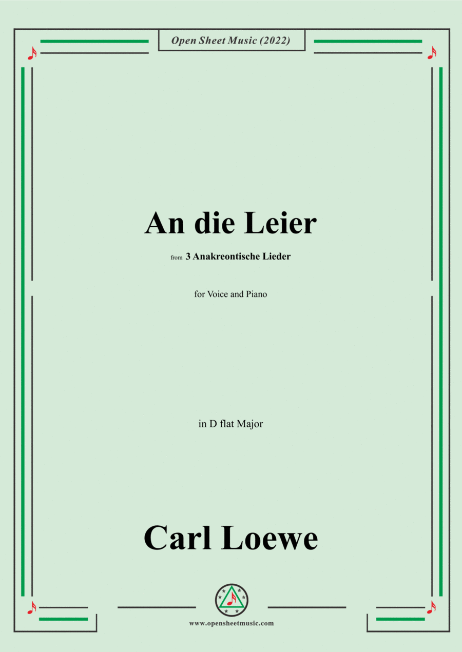 Loewe-An die Leier,in D flat Major,from 3 Anakreontische Lieder - Voice ...