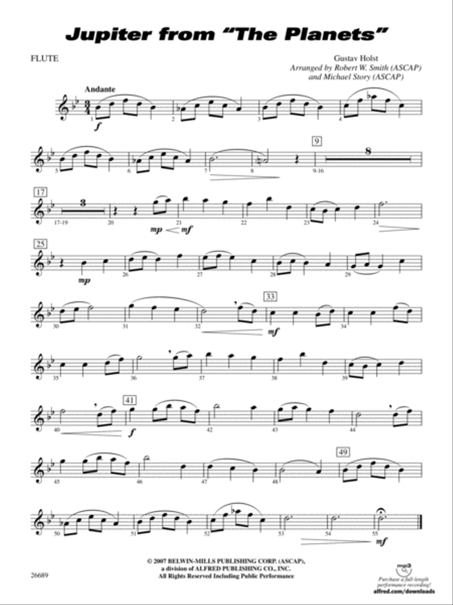 Jupiter (from The Planets): Flute by Gustav Holst - Concert Band ...