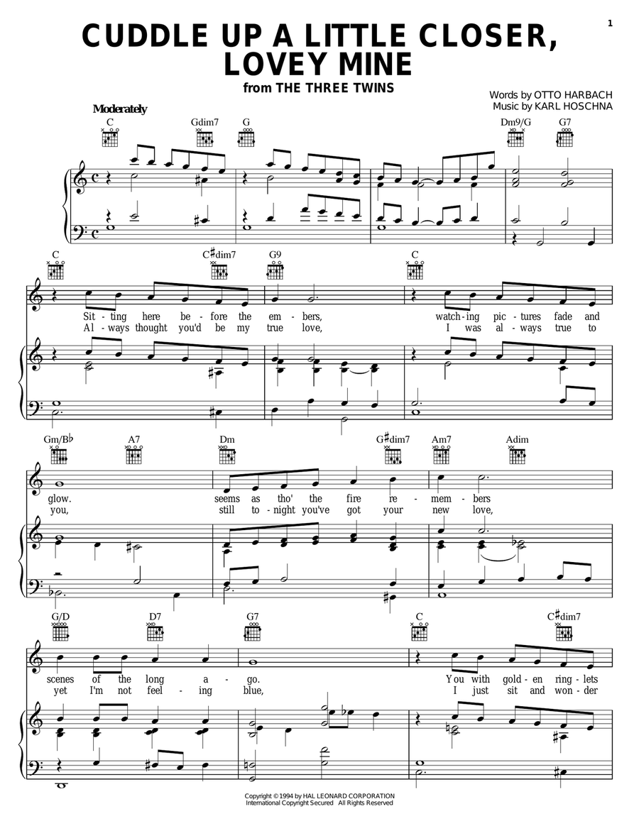 Cuddle Up A Little Closer, Lovey Mine by Otto Harbach - Acoustic Guitar ...