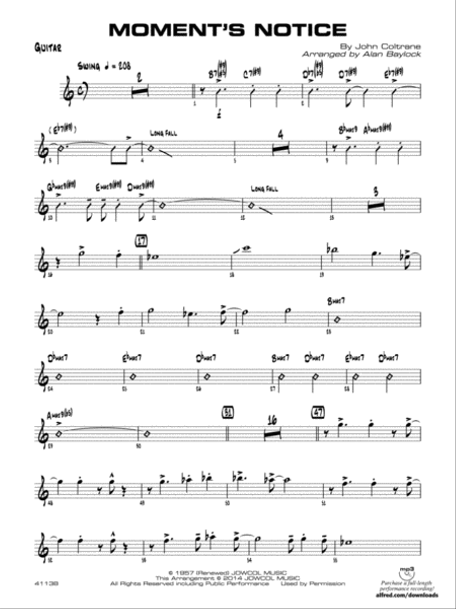 Moment's Notice: Guitar by John Coltrane - Jazz Ensemble - Digital Sheet Music | Sheet Music Plus