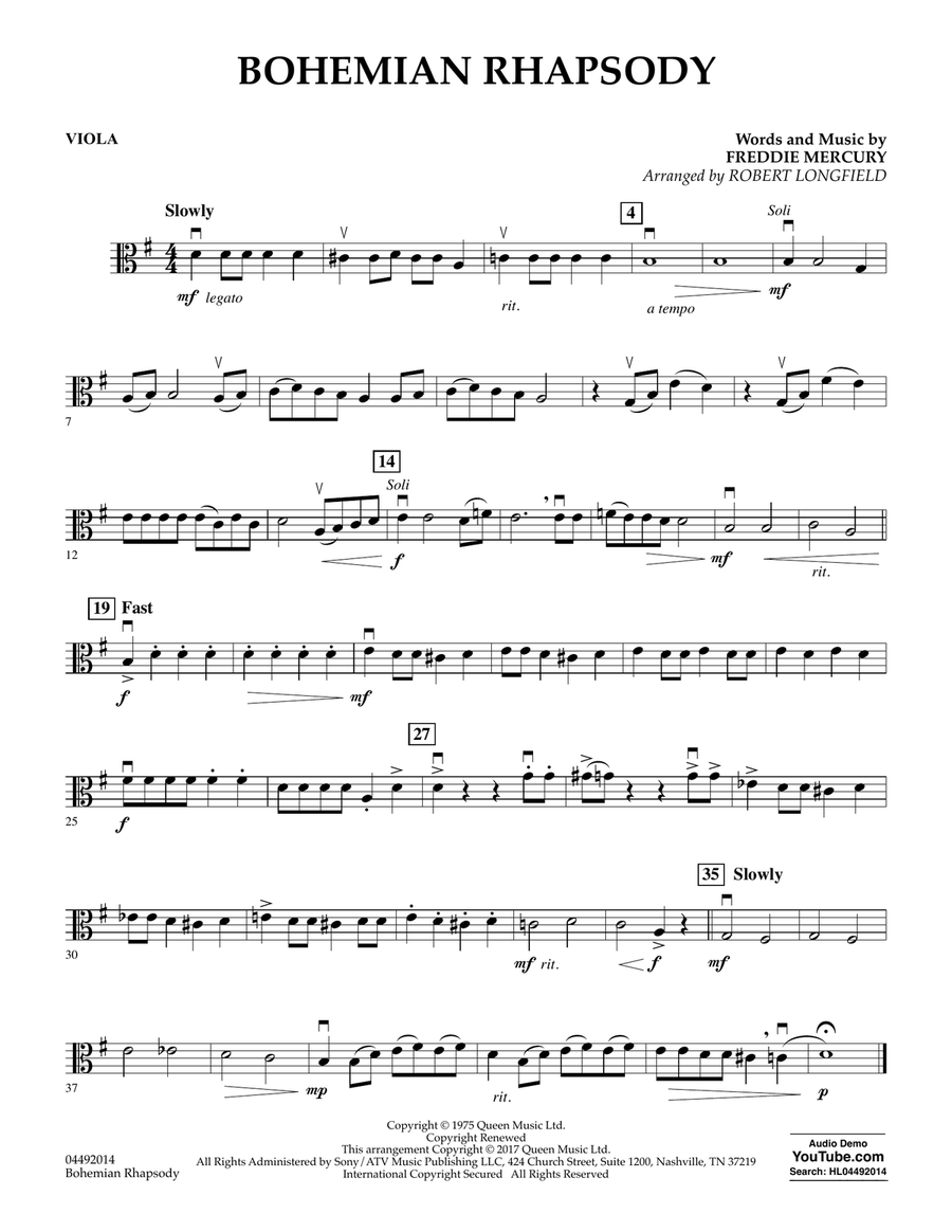 Bohemian Rhapsody - Viola by Queen - Viola - Digital Sheet Music ... Bohemian Rhapsody - Viola by Queen - Viola - Digital Sheet Music ...
