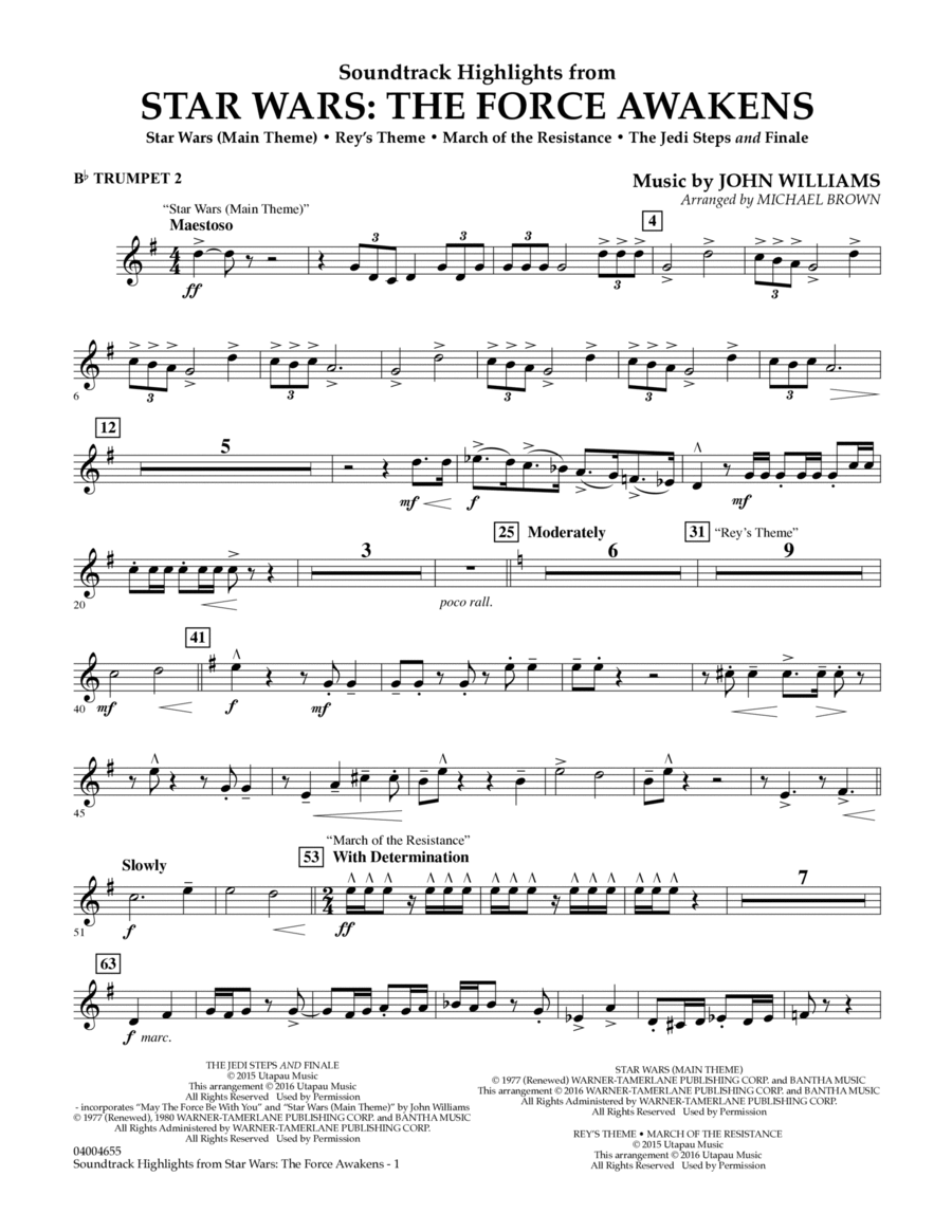 Soundtrack Highlights from Star Wars: The Force Awakens - Bb Trumpet 2 ...