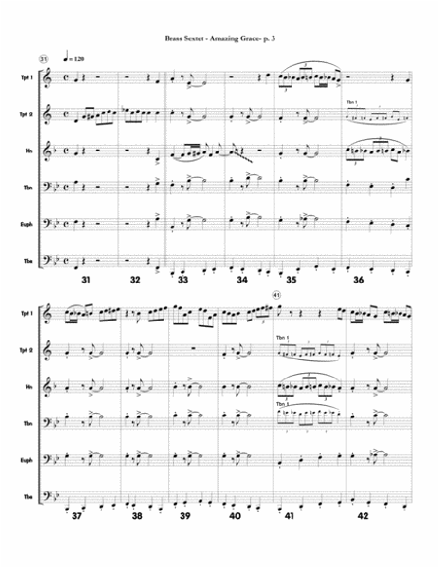Jazzy Version Of Amazing Grace For Brass Sextet Brass Ensemble