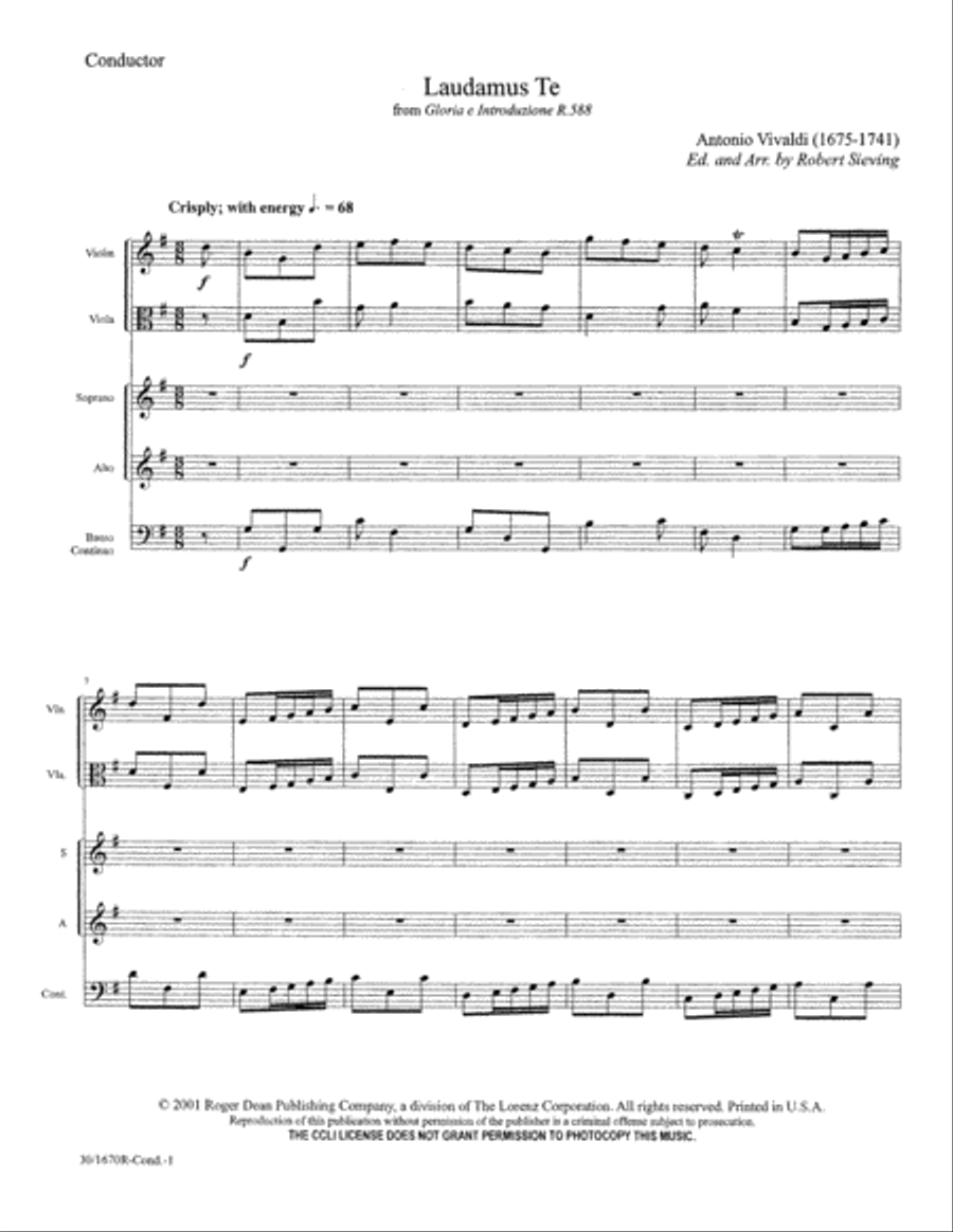 Laudamus Te - String Orch Score and Parts by Antonio Vivaldi - String ...