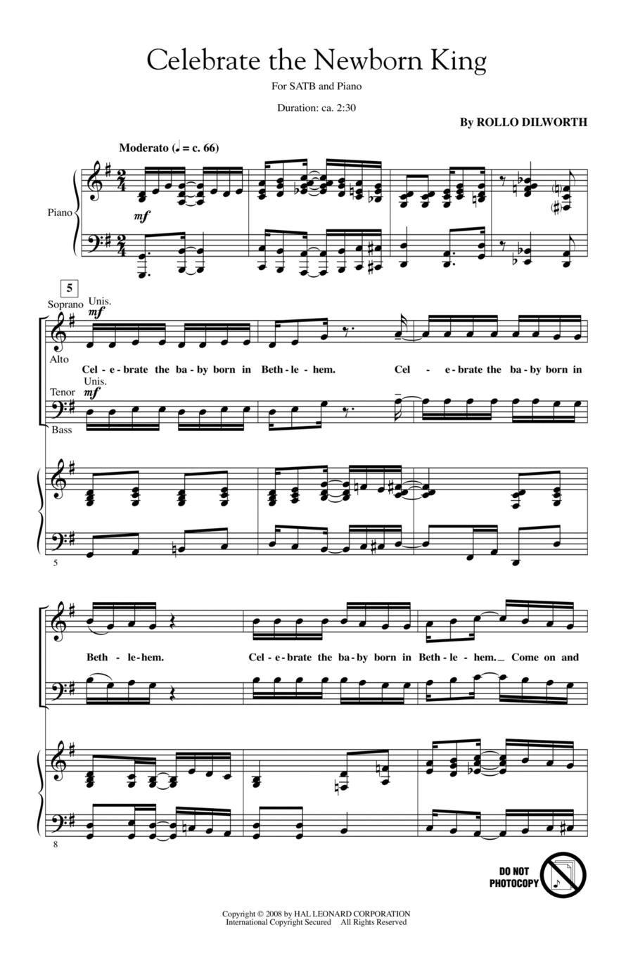 Celebrate The Newborn King by Rollo Dilworth - 4-Part - Digital Sheet ...