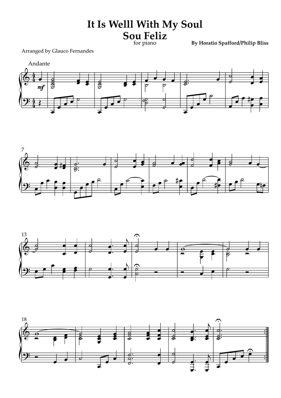 It Is Well With My Soul - Piano Solo - Digital Sheet Music | Sheet ...