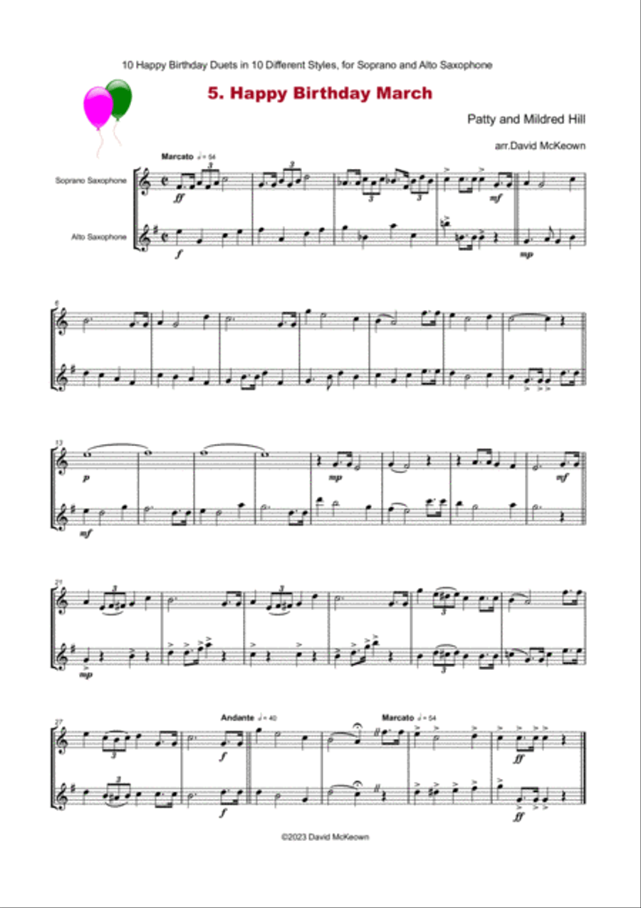10 Happy Birthday Duets In 10 Different Styles For Soprano And Alto