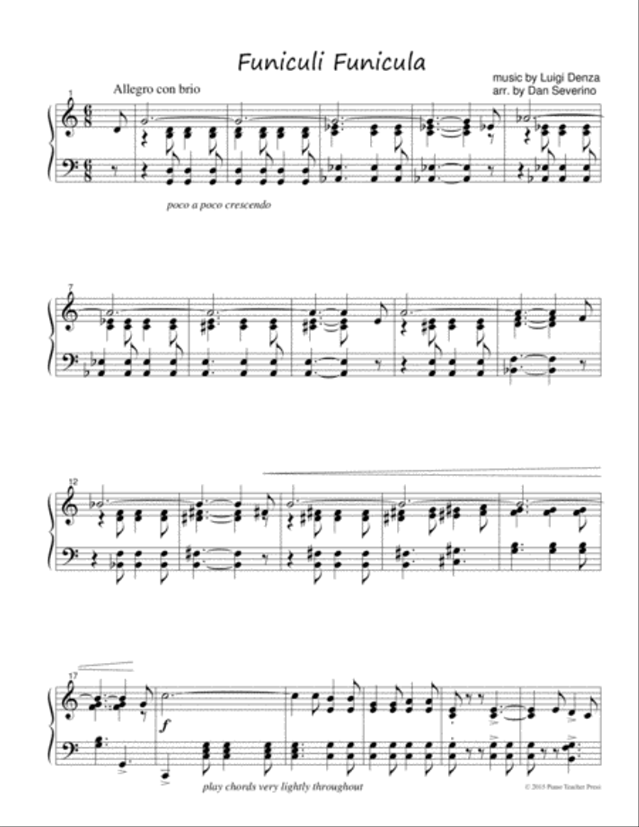 Funiculi Funicula by Luigi Denza - Piano Solo - Digital Sheet Music ...