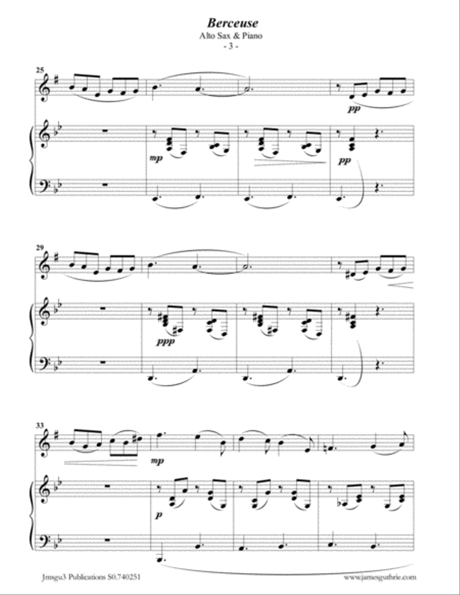 Fauré Berceuse Op 16 For Alto Sax And Piano By Gabriel Faure Alto