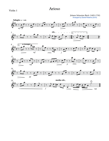 Bach Arioso (BWV 156) for Cello and Chamber Orchestra - PARTS by Johann Sebastian Bach - Cello ...