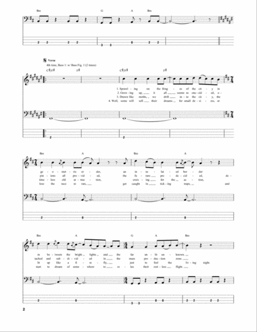 Subdivisions by Rush - Bass Guitar Tablature - Digital Sheet Music ...