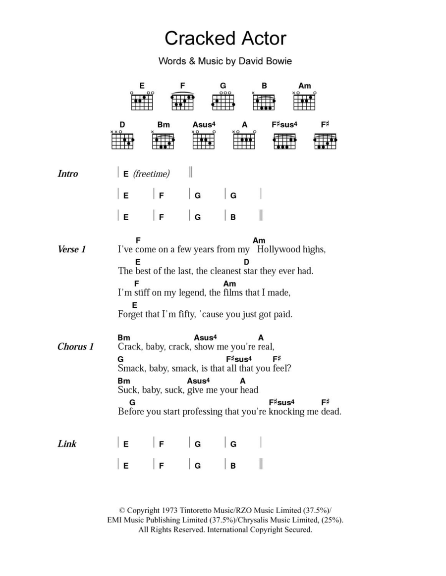 Cracked Actor by David Bowie - Electric Guitar - Digital Sheet Music ...