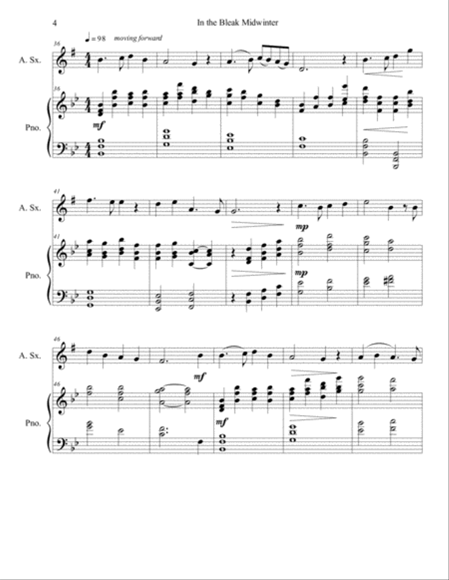 In The Bleak Midwinter Alto Sax Piano Arr Brenda Portman By Gustav