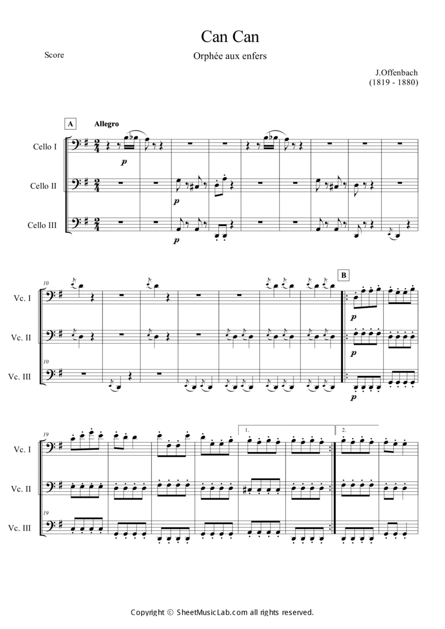 Can Can (from Orpheus in the Underworld) by Jacques Offenbach - Cello ...