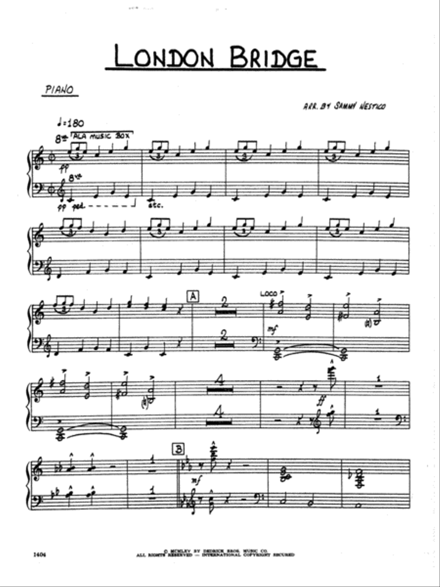 London Bridge - Piano by Sammy Nestico - Piano Solo - Digital Sheet ...