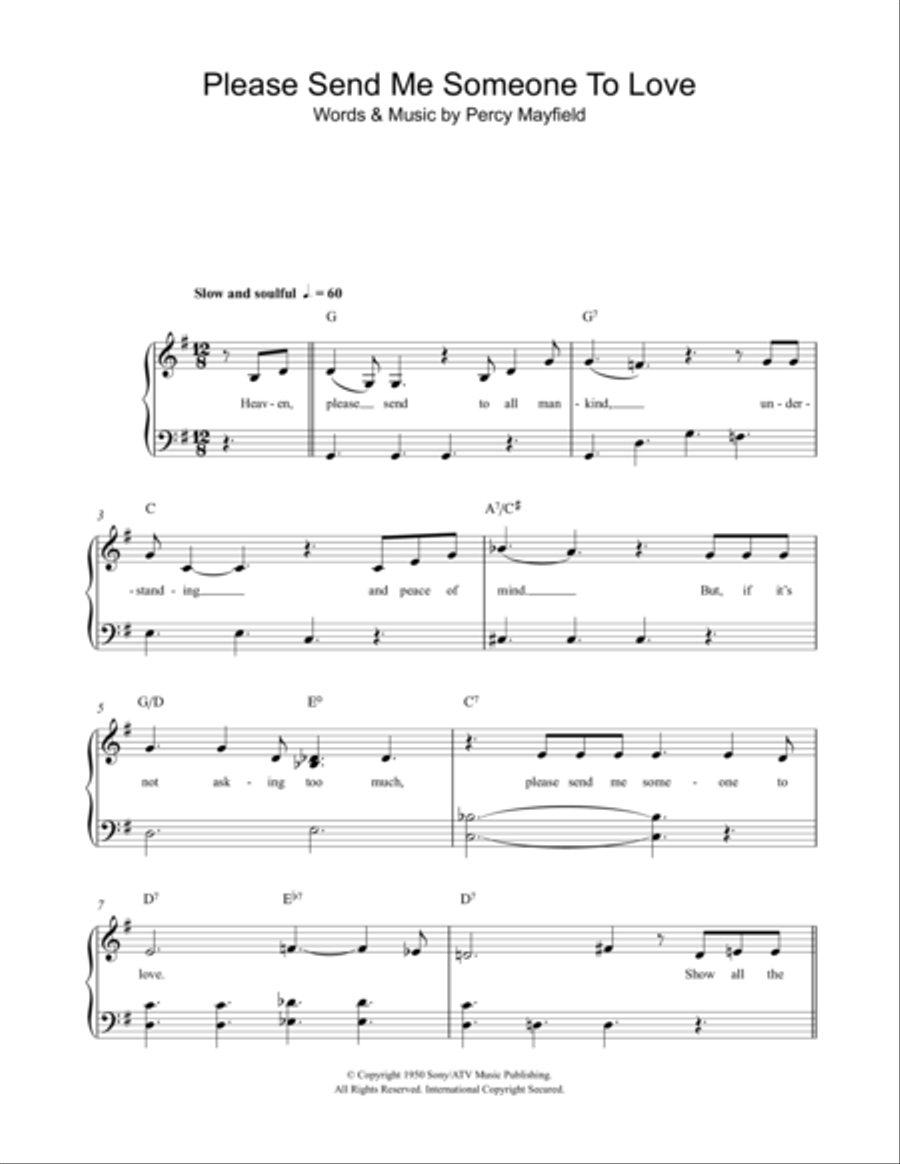 Please Send Me Someone To Love By Percy Mayfield Easy Piano Digital