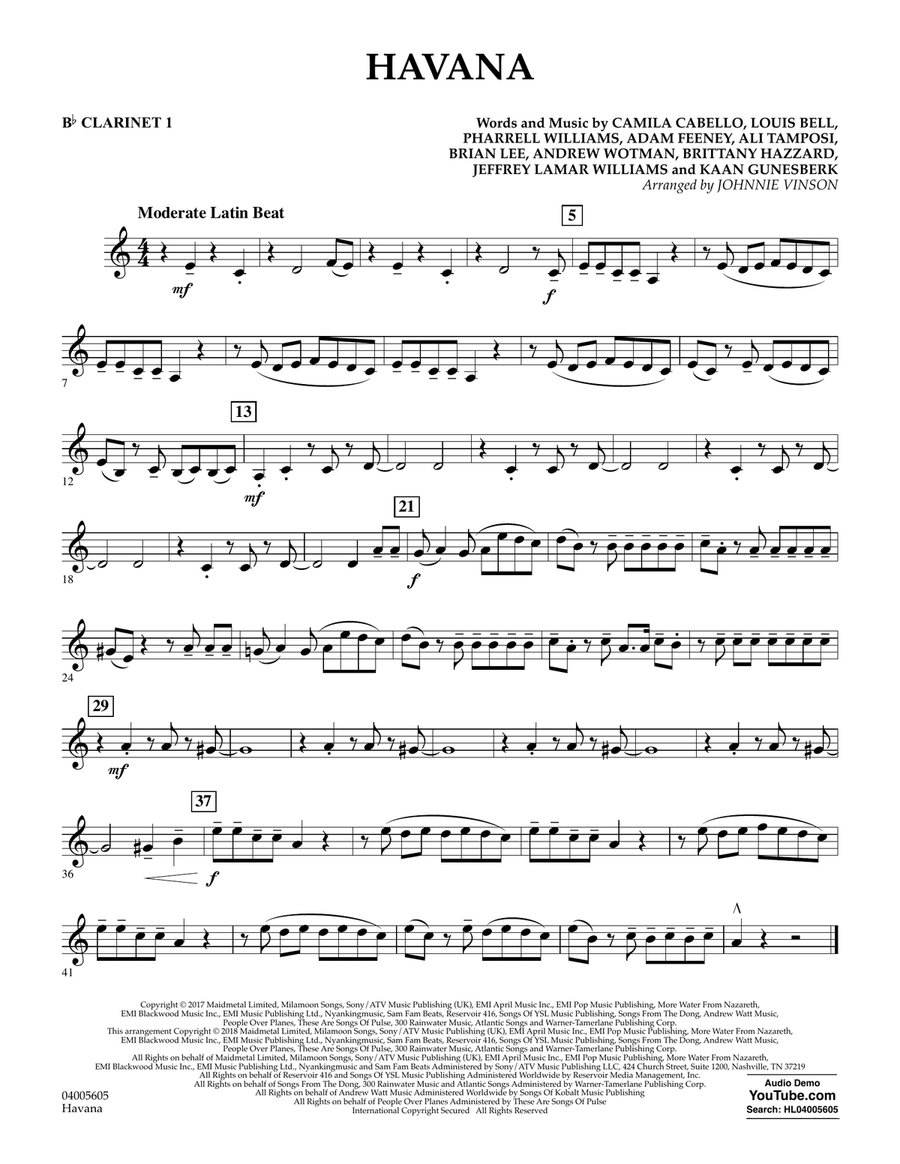 Havana - Bb Clarinet 1 by Camila Cabello - B-Flat Clarinet - Digital ... Havana - Bb Clarinet 1 by Camila Cabello - B-Flat Clarinet - Digital ...