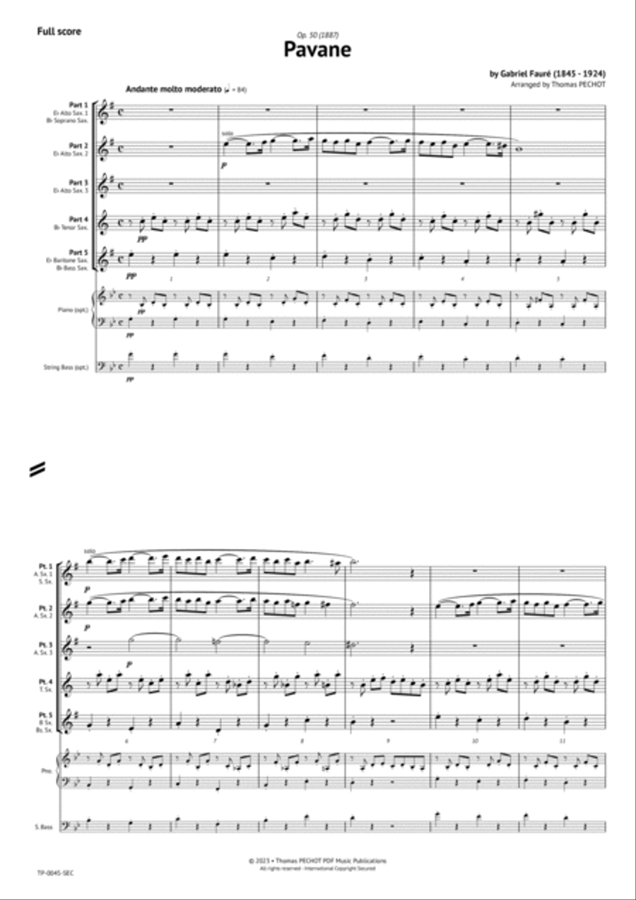 Pavane Op. 50 by Gabriel Faure - Woodwind Ensemble - Digital Sheet ...