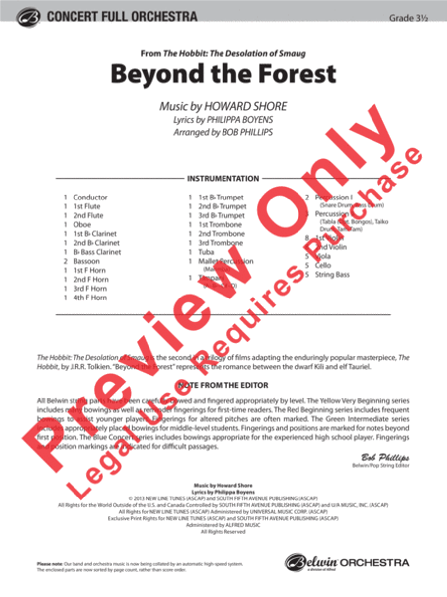 Beyond the Forest (from The Hobbit: The Desolation of Smaug) by Howard ...